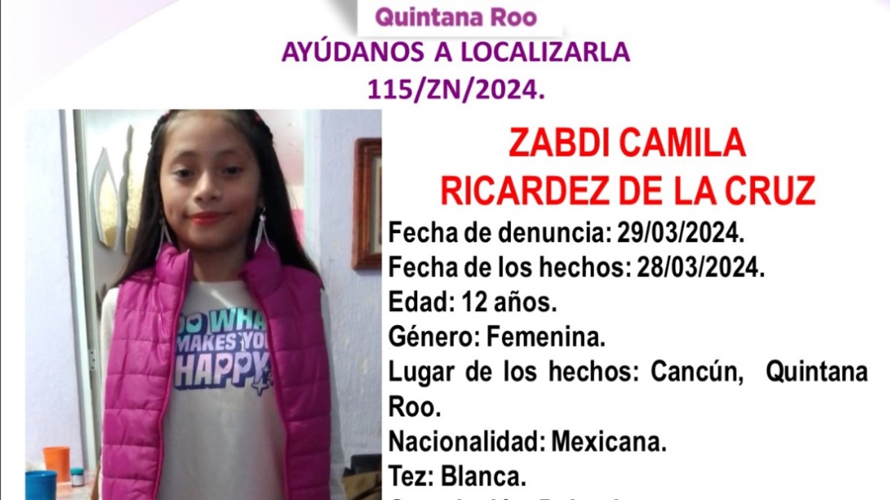 Desaparece otra niña llamada Camila en Quintana Roo; FGE activa su ...