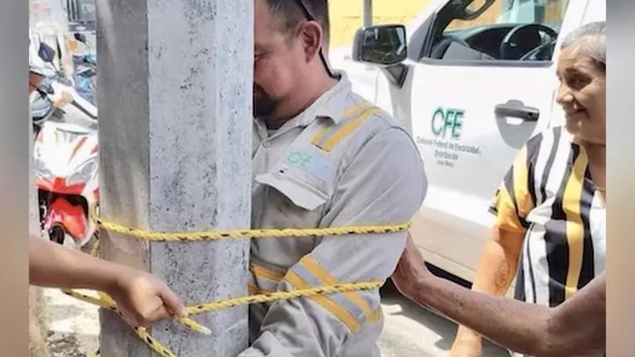 Trabajador de la CFE es amarrado a poste por un apagón en Yucatán (nota ...